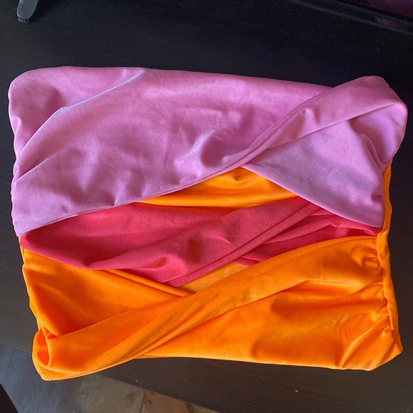 Tops | Bright Neon Twist Tube Top With Zipper Side | Poshmark